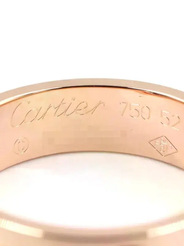 Cartier 18k Rose Gold Engraved Logo Ring - Pink