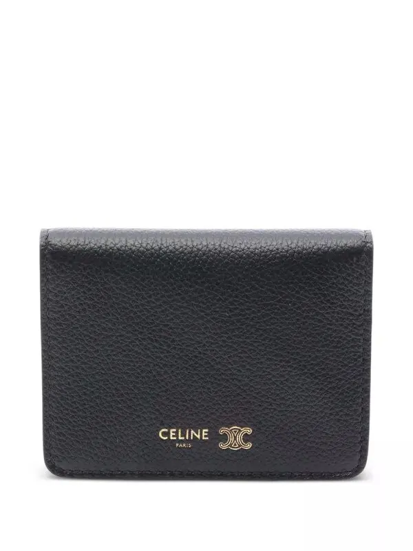 Celine Triomphe Leather Card Holder - Black
