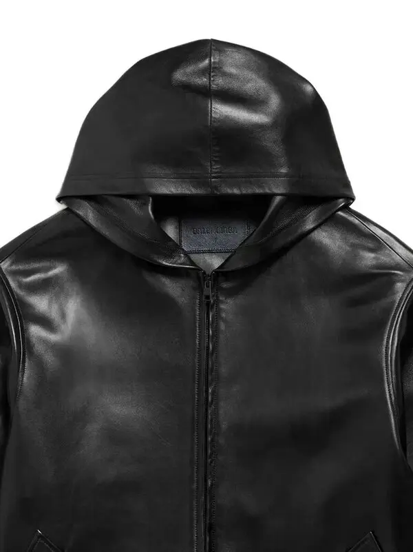 Balenciaga Hooded Leather Jacket - Black