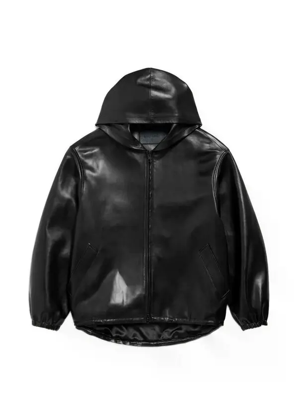 Balenciaga Hooded Leather Jacket - Black