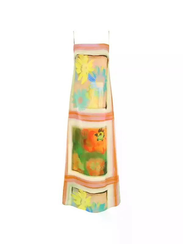 Staud Laura Floral-print Linen Maxi Dress - Neutrals