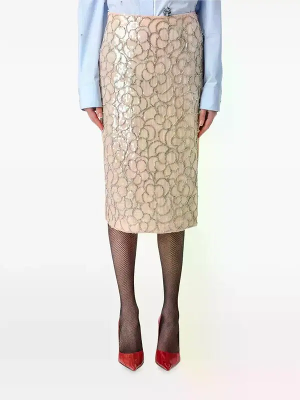 DES_PHEMMES Crystal-embellished Sequined Midi Skirt