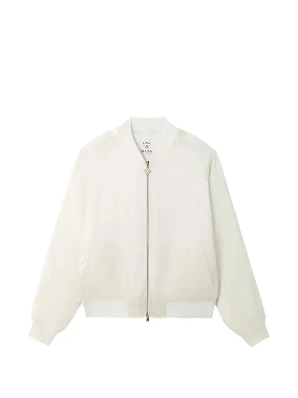 Casablanca Hotel Emblem Logo-embroidered Bomber Jacket - White