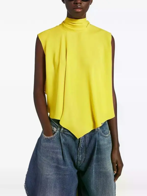Balenciaga Silk Pussy-bow Draped Blouse - Yellow