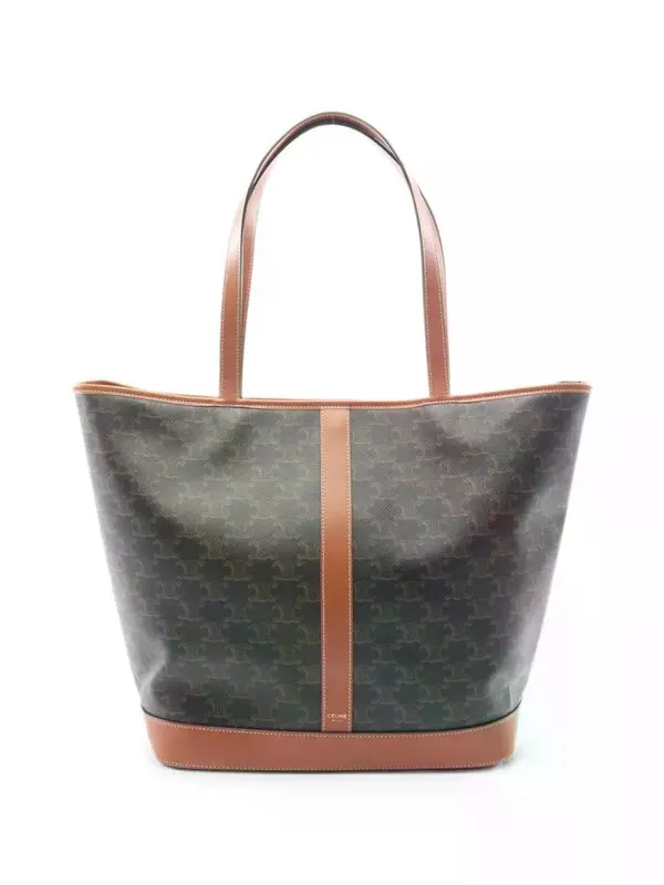 Celine Medium Triomphe Canvas Tote Bag With Leather Trim