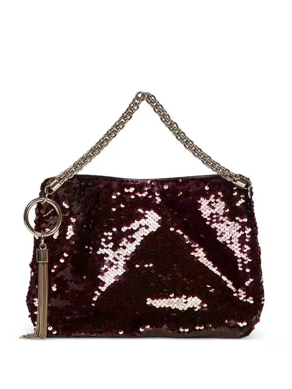 JIMMY CHOO Callie Sequin Embellished Tote Bag - Red