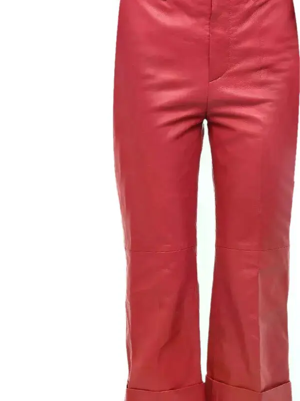 Dsquared2 Ovine Leather Trousers With Cuffed Hem