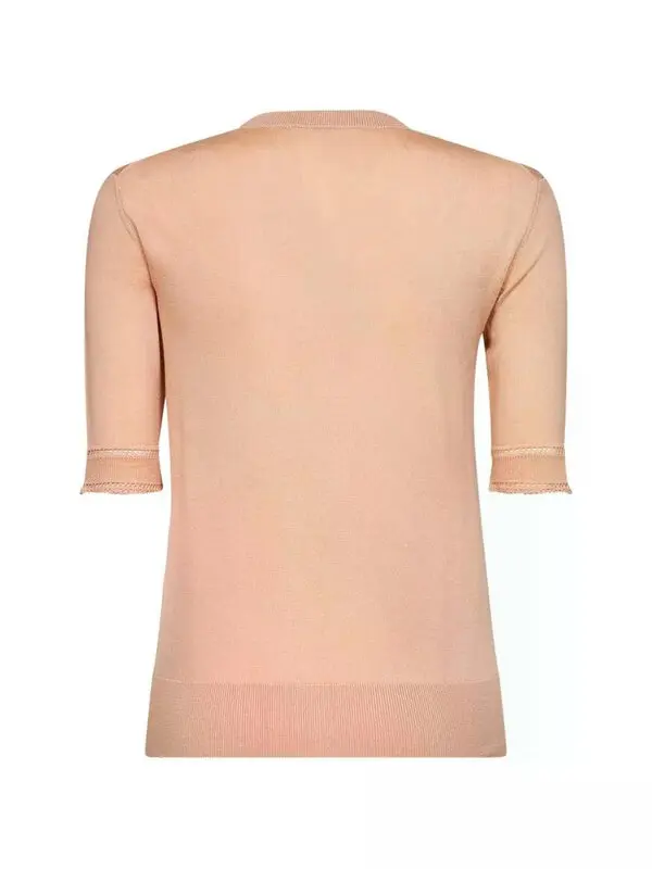 Chloé Short-sleeve Logo-embroidered Sweater - Pink
