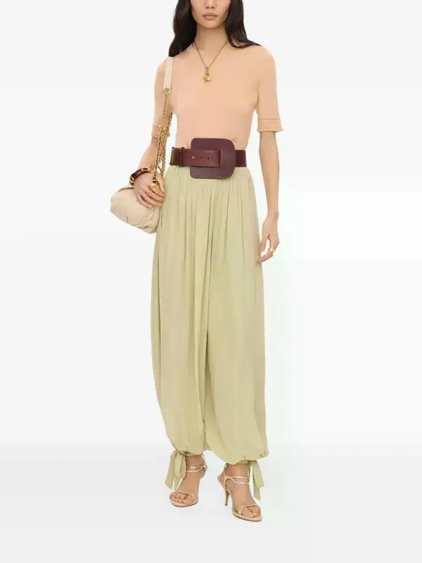 Chloé Short-sleeve Logo-embroidered Sweater - Pale Peach