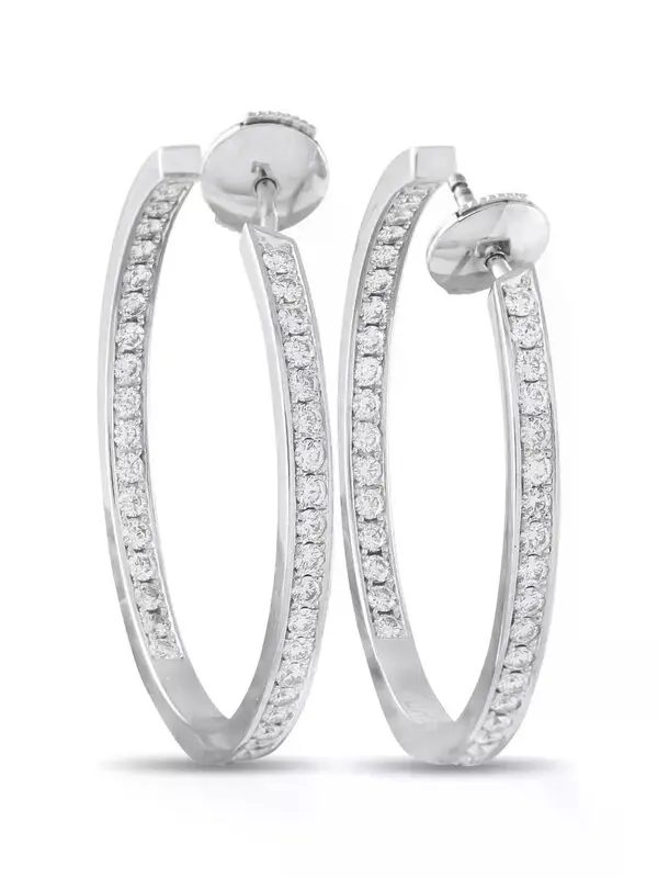 Cartier Diamond Hoop Earrings - Silver