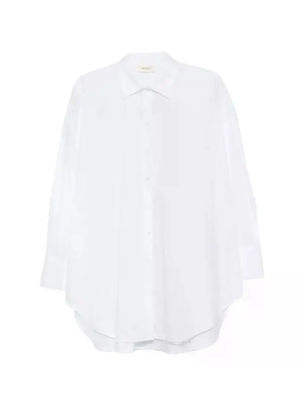 VICOLO Oversized Curved Hem Shirt - White