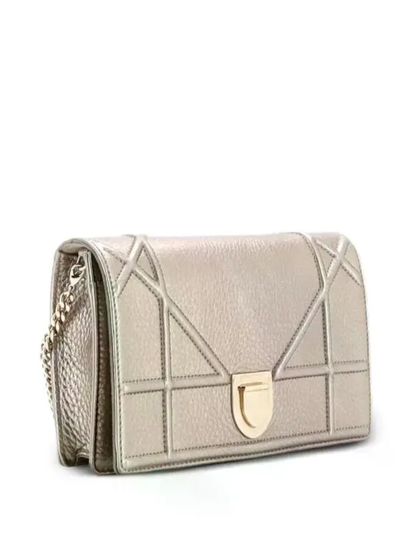 Dior Diorama Flap Bag Grained Calfskin Mini Shoulder Bag - Metallic
