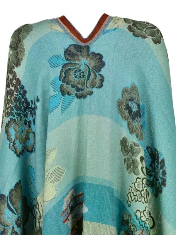 Kenzo Floral-print Fringed Poncho