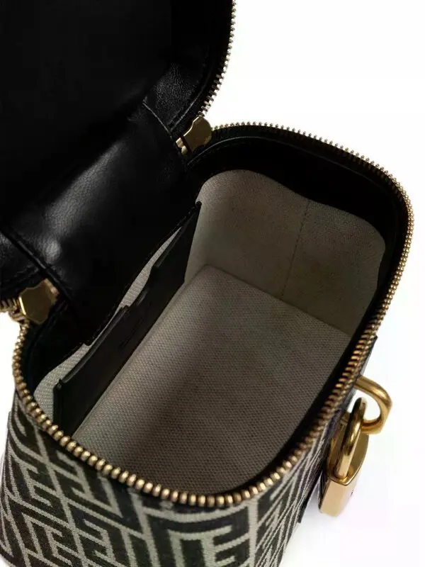 Balmain Monogram-pattern Calf Leather-trim Mini Bag