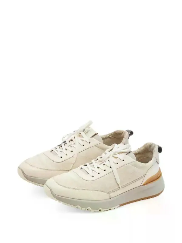 Brunello Cucinelli Grey Leather And Suede Paneled Sneakers