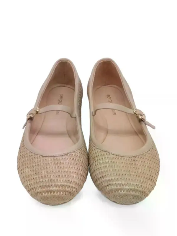 GIANVITO ROSSI Carla Raffia Ballet Flats