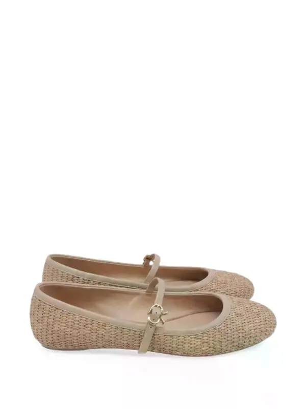 GIANVITO ROSSI Carla Raffia Ballet Flats