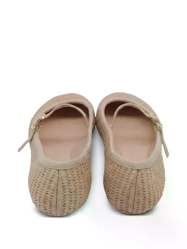 GIANVITO ROSSI Carla Raffia Ballet Flats - Neutrals