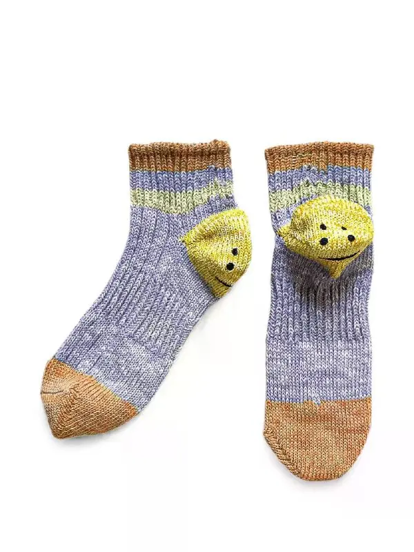 Kapital Marl Knit Smile Socks - Purple