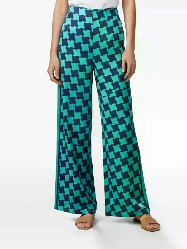 Casablanca Pool Tile Print Silk Trousers - Blue