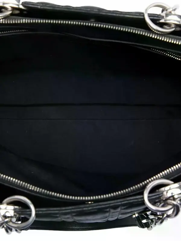 Dior Lambskin Cannage Soft Zipped Lady Shopping Tote Bag - Black