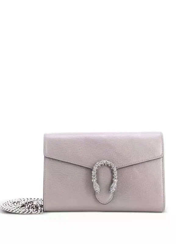 Gucci Dionysus Chain Wallet Leather Embellished Small Crossbody Bag - Grey