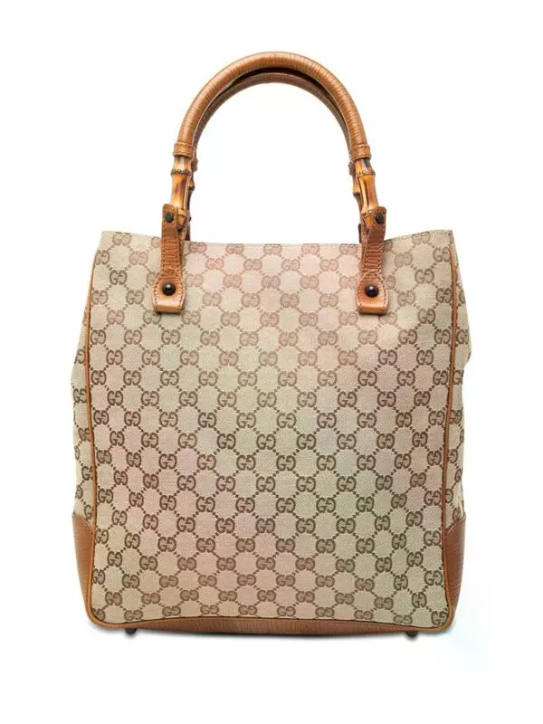 Gucci Gg Canvas Bamboo Tote Bag