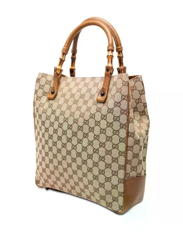 Gucci Gg Canvas Bamboo Tote Bag