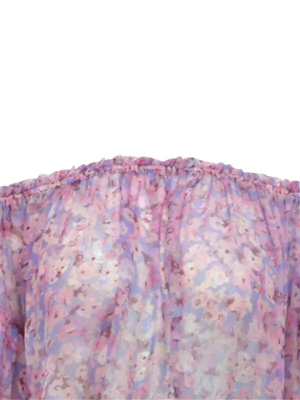 Caroline Constas Floral Print Off-shoulder Top - Purple
