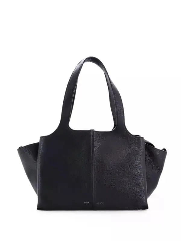 Celine Tri-fold Grained Calfskin Small Shoulder Bag - Black
