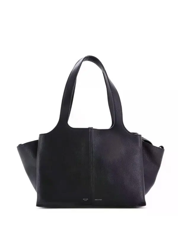 Celine Tri-fold Grained Calfskin Shoulder Bag - Black