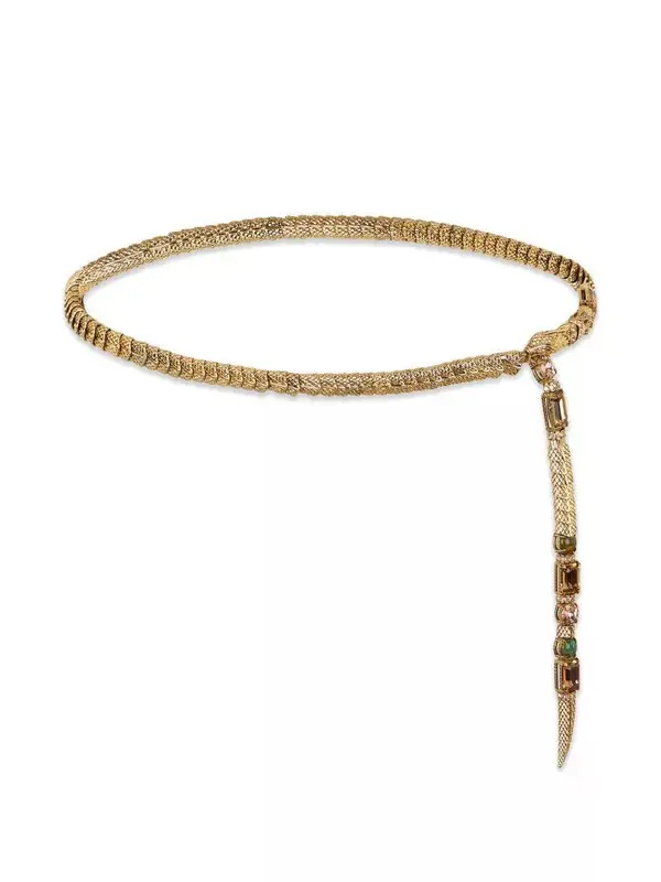 Roberto Cavalli Crystal-embellished Snake-effect Belt
