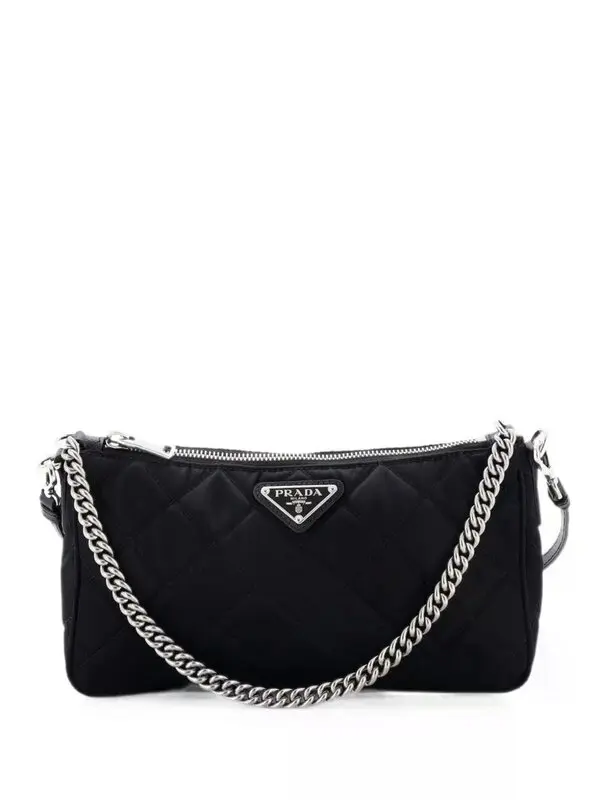 Prada Chain Zip Shoulder Bag Quilted Tessuto Small Crossbody Bag