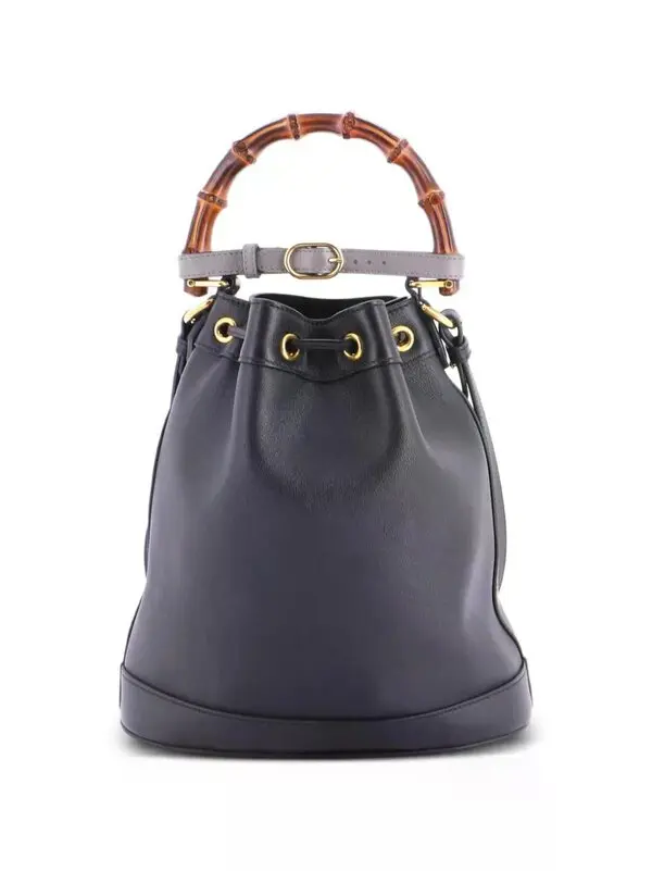 Gucci Diana Leather Small Bucket Bag With Bamboo Handle - Black