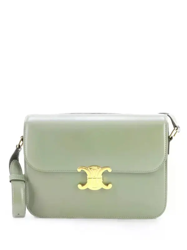 Celine Triomphe Shoulder Bag Smooth Calfskin Large Crossbody Bag - Green