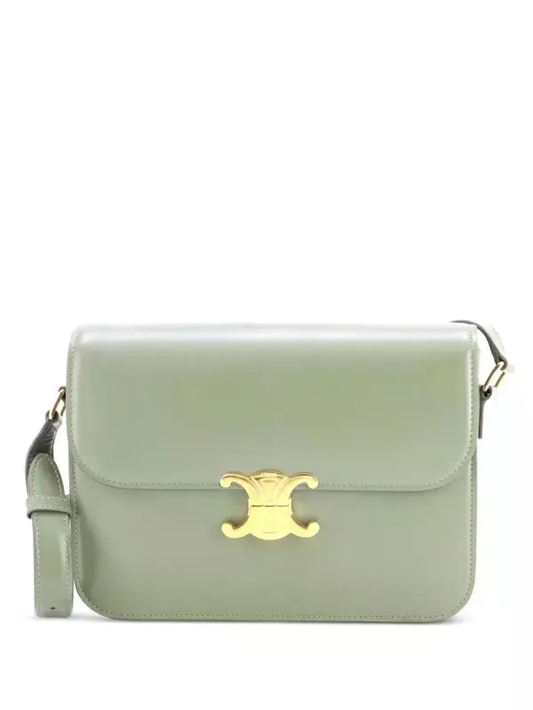 Celine Triomphe Shoulder Bag In Smooth Calfskin - Green