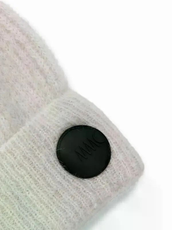 MMC STUDIO Logo-patch Ribbed-knit Beanie Hat - Neutrals