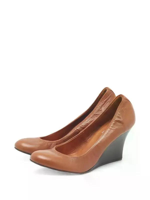 LANVIN Leather Scrunch Wedge Pumps