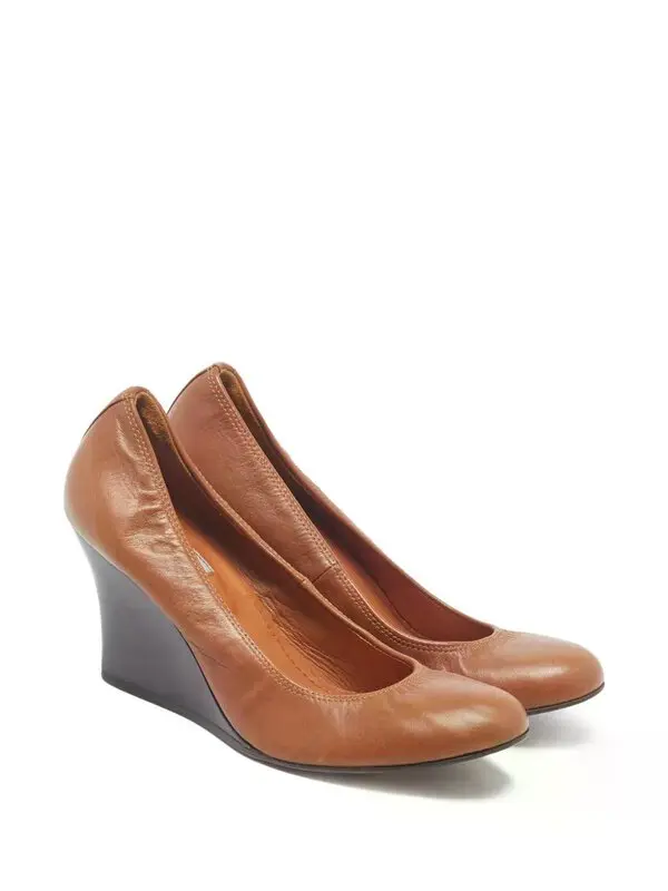 LANVIN Leather Scrunch Wedge Pumps