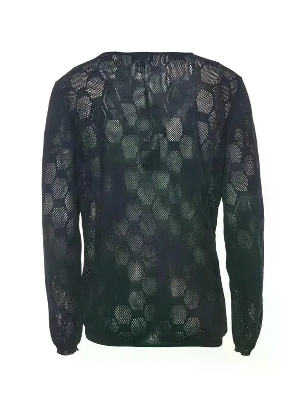 Emporio Armani Open-knit Semi-sheer Long Sleeve Sweater - Blue