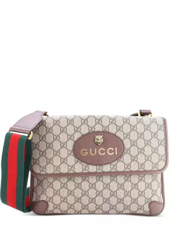 Gucci Gg Coated Canvas Medium Flap Messenger Bag - Brown