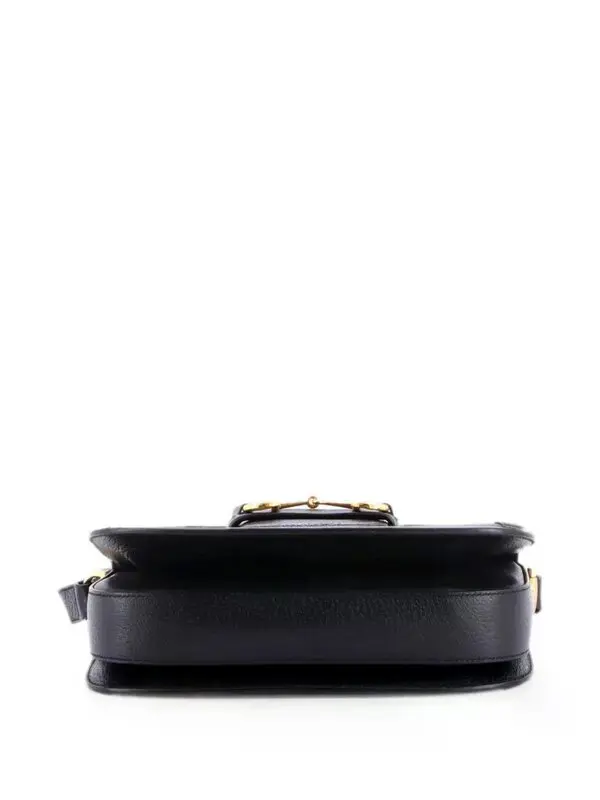 Gucci Horsebit 1955 Gg Denim Small Shoulder Bag - Black