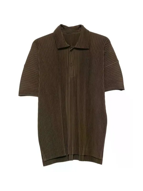 Issey Miyake Pleated Short-sleeve Polo Shirt - Green
