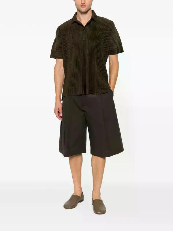 Issey Miyake Pleated Short-sleeve Polo Shirt - Green