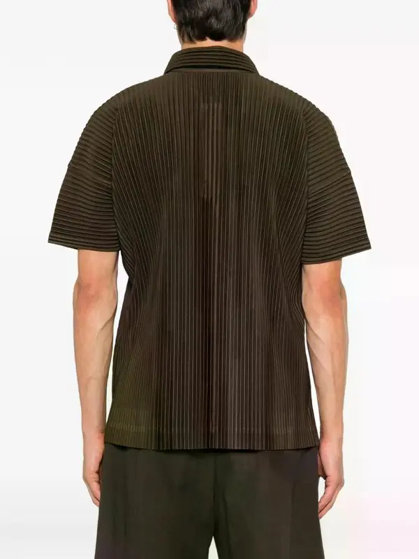 Issey Miyake Pleated Short-sleeve Polo Shirt - Green