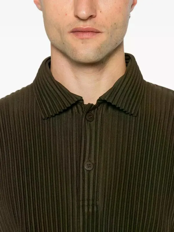 Issey Miyake Pleated Short-sleeve Polo Shirt - Green