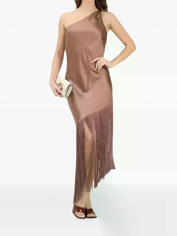 Pinko One-shoulder Fringe-trim Dress