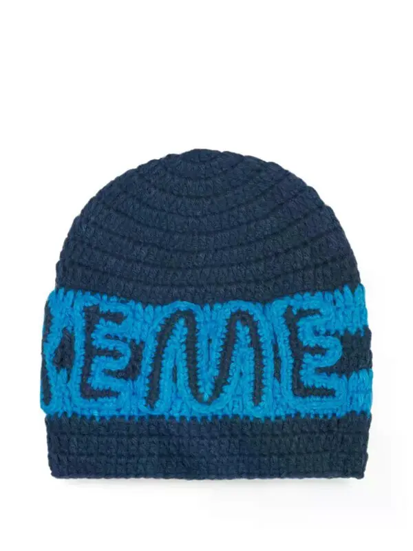 Supreme Crochet Knit Logo Beanie - Blue