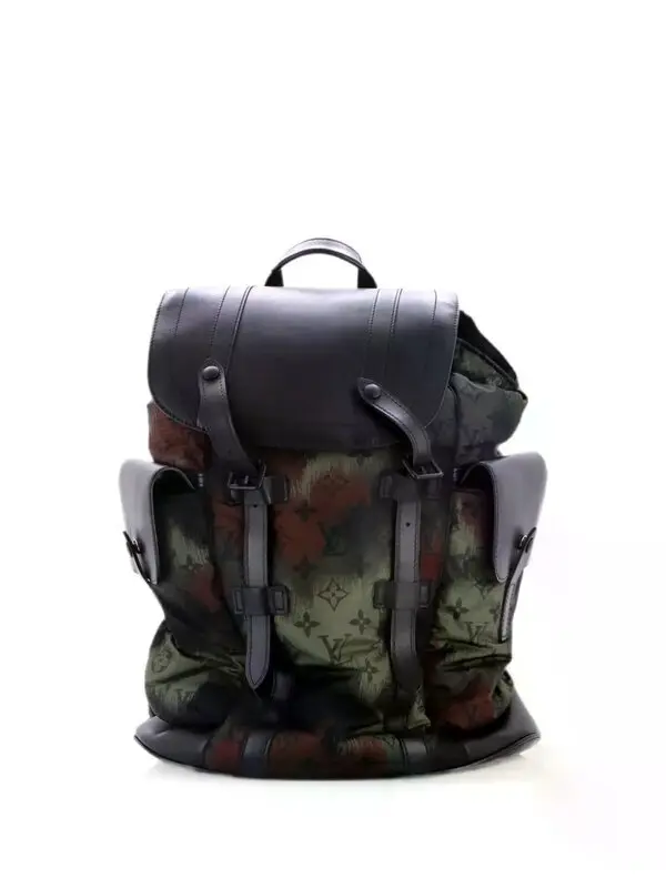 LOUIS VUITTON Christopher Limited Edition Camouflage Monogram Nylon With Leather Pm Backpack