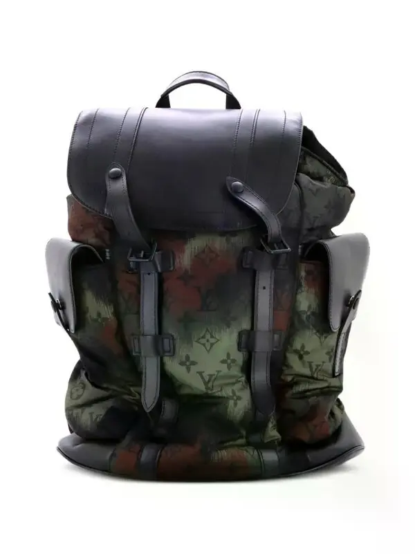LOUIS VUITTON Christopher Limited Edition Camouflage Monogram Nylon With Leather Pm Backpack - Black
